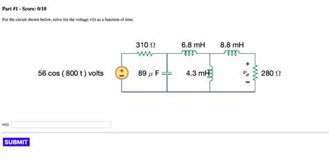 solved part 1 score 0 10 for the circuit shown below