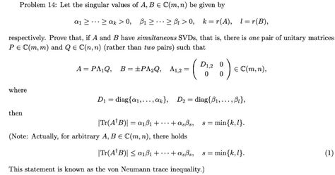solved problem 14 let the singular values of a b∈c m n be
