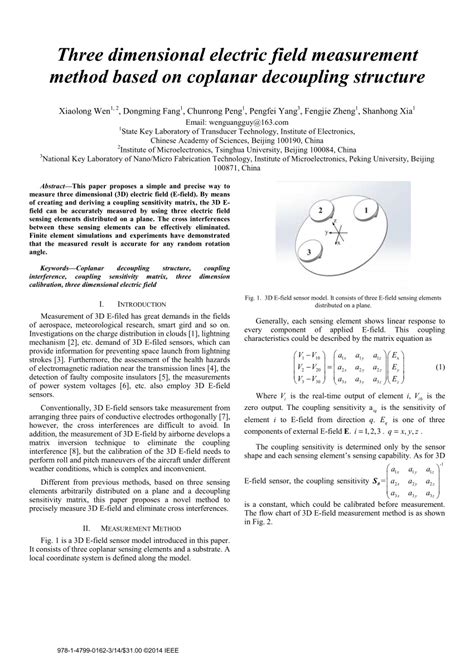 pdf three dimensional electric field measurement method based on coplanar decoupling structure
