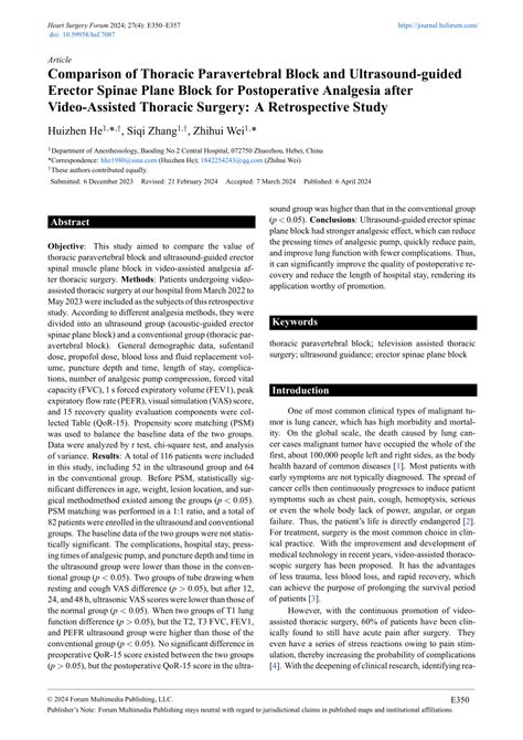Pdf Comparison Of Thoracic Paravertebral Block And Ultrasound Guided