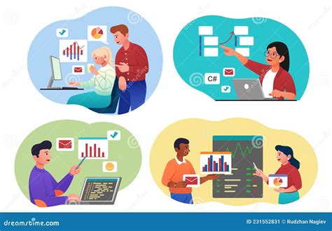 使用数据集 向量例证 插画 包括有 性能 编码 累积 互联网 图标 概念 人员 膝上型计算机 231552831