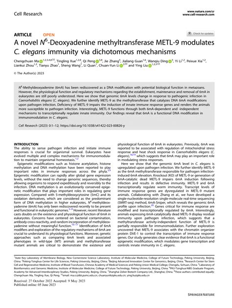 Pdf A Novel N6 Deoxyadenine Methyltransferase Metl 9 Modulates C