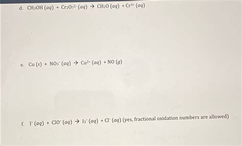 Solved Balance The Following Oxidation Reduction Reactions