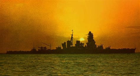 Battleship Hiei Sits At Sunset In Saiki Bay October 1941 She Would Be