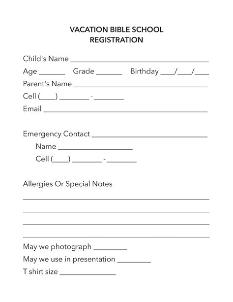 Vbs Registration Form Template Pdf Artofit