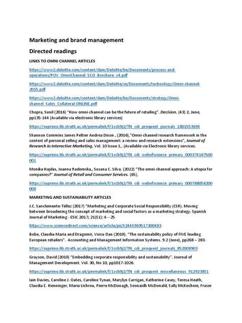 Suggested Readings For The Assignment Topics Pdf Marketing