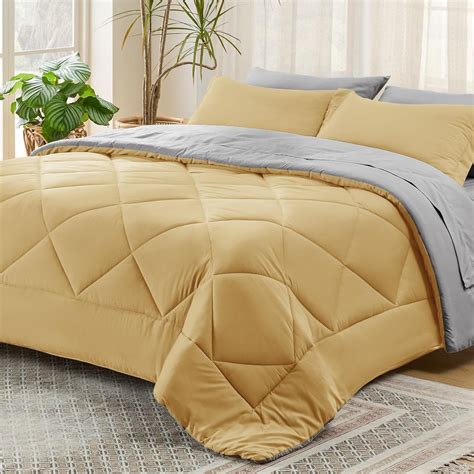 Bedsure Yellow California King Size Comforter Set 7