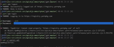 Bug Yarn Npm Login TypeError Cannot Read Property Https Registry Yarnpkg Of Null