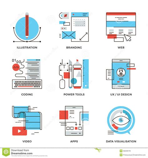 graphic design and web development line icons set download from over