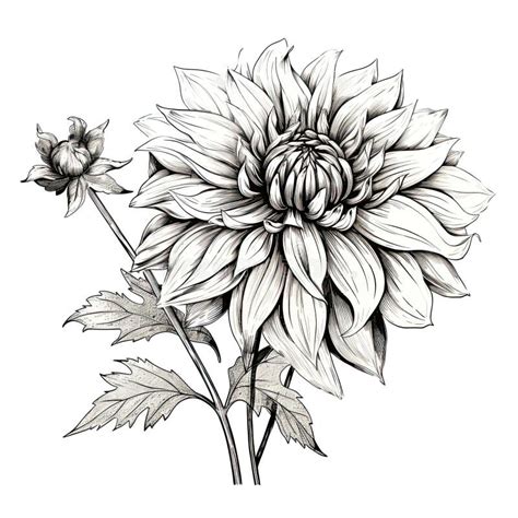 Dahlia Drawings Black White Stock Illustrations 33 Dahlia Drawings
