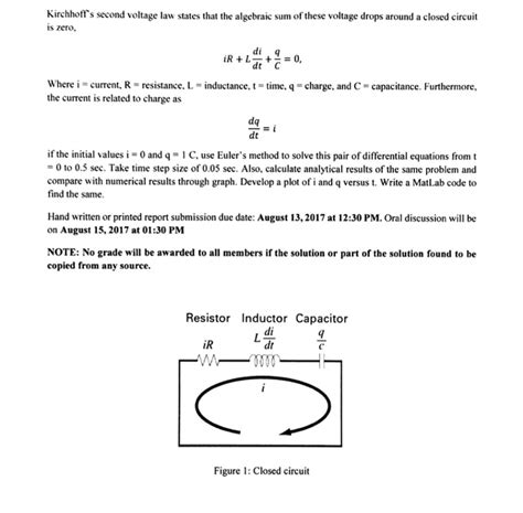 solved kirchhoff s second voltage law states that the alg