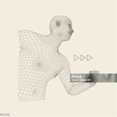 남자 다각형 디자인의 3d 모델입니다 기하학적 디자인입니다 사업 과학 및 기술 벡터 일러스트 레이 션입니다 3d 다각형 덮 음