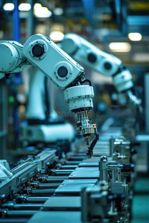 Industrial Robots Assembly Line Stock Image Image Of Manufacturing Engineering 377329929