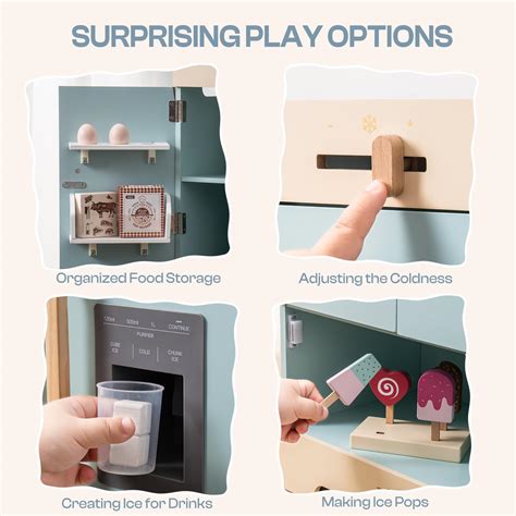 Robotime Toy Kitchen Wooden Fridge Play Refrigerator