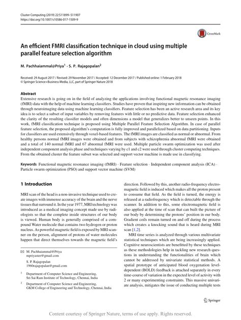 An Efficient Fmri Classification Technique In Cloud Using Multiple