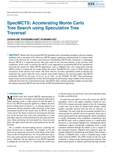 Pdf Specmcts Accelerating Monte Carlo Tree Search Using Speculative