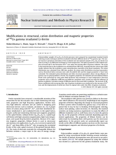 Pdf Modifications In Structural Cation Distribution And Magnetic