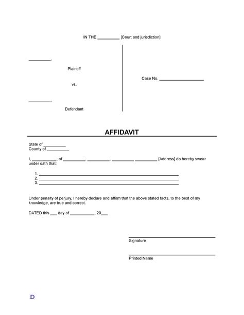 Free Affidavit Template Pdf And Word Document Genius
