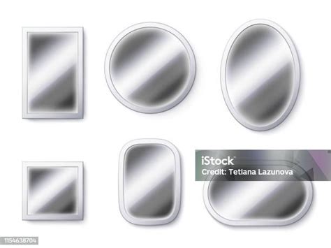 사실적인 거울 표면 거울 프레임 반사 표면 및 미러링 유리 3 차원 고립 된 벡터 일러스트 거울에 대한 스톡 벡터 아트 및 기타 이미지 Istock