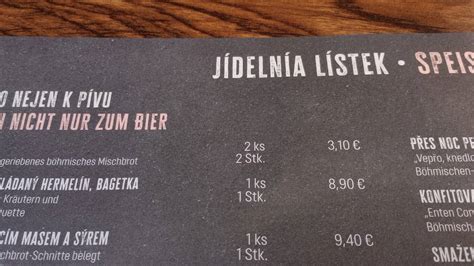 Speisekarte Von Restaurant Babička Pirna