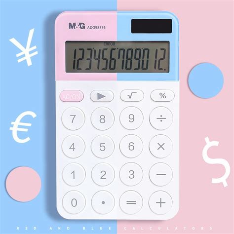 Mandg 12digit Modern Calculator Dual Power Color Cac Grandado