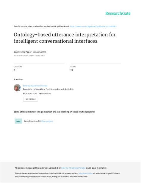 Pdf Ontology Based Utterance Interpretation For Intelligent Conversational Interfaces