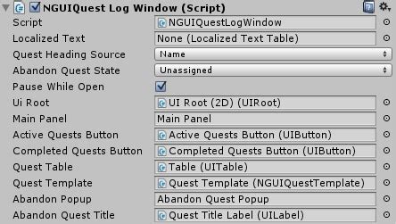 Dialogue System For Unity LEGACY VERSION X NGUI Quest Log Window