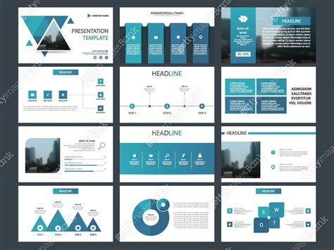 Blue Abstract Presentation Templates Infographic Elements Template Flat Design Set 이미지