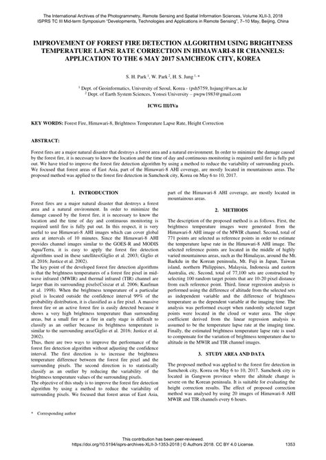 Pdf Improvement Of Forest Fire Detection Algorithm Using Brightness