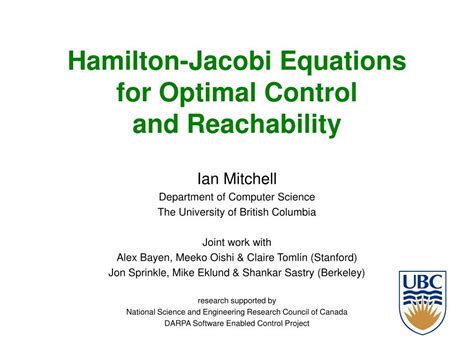 Ppt Hamilton Jacobi Equations For Optimal Control And Reachability Powerpoint Presentation