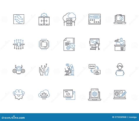 Cloud Computing Line Icons Collection Virtualization Scalability Flexibility Automation