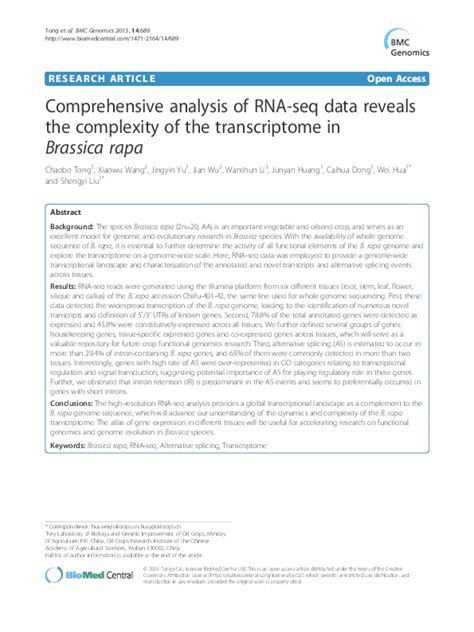 Pdf Comprehensive Analysis Of Rna Seq Data Reveals The Complexity Of