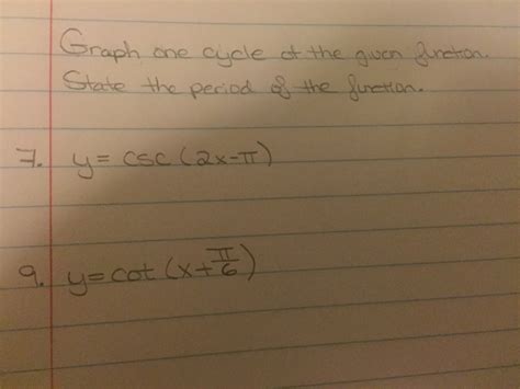 Solved Graph One Cycle Of The Given Function State The