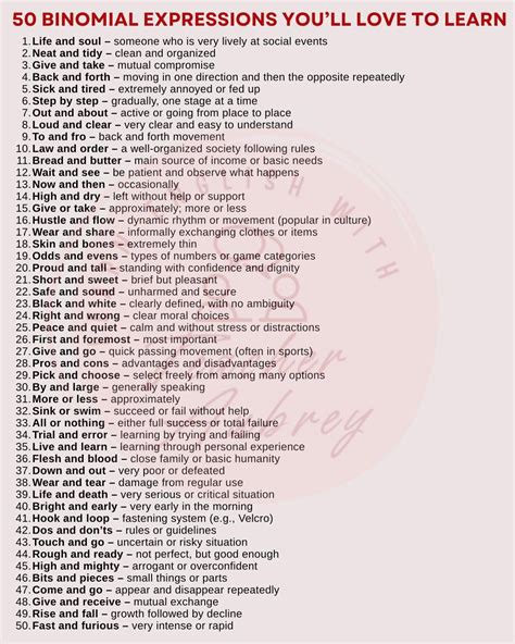 Learn 50 Binomial Expressions Youll Love To Learn 📝