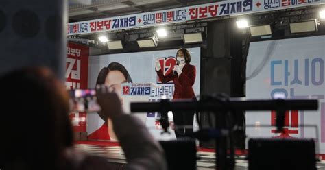 경산에서 거리유세하는 진보당 김재연 대선 후보