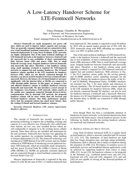 Pdf A Low Latency Handover Scheme For Lte Femtocell Networks