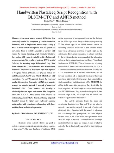 pdf handwritten nastaleeq script recognition with blstm ctc and anfis