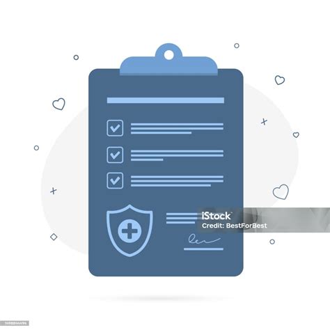 클립보드에 십자 표시가 있는 방패 기호로 표시된 안전한 의료 보험 보호 포괄적인 의료 보장으로 마음의 평화를 보장하십시오 플랫 디자인 벡터 그림 건강관리와 의술에 대한 스톡
