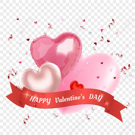 발렌타인 데이 3d 하트 풍선 및 리본장식풍선 장식 Png 일러스트 무료 다운로드 Lovepik