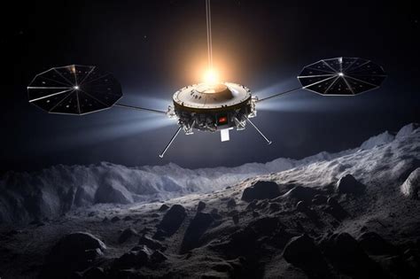 Premium Photo A Space Probe Landing On The Surface Of An Asteroid