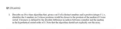 Solved Describe An On Time Algorithm That Given A Set S