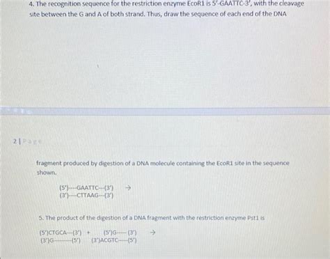 Solved The Recognition Sequence For The Restriction Chegg