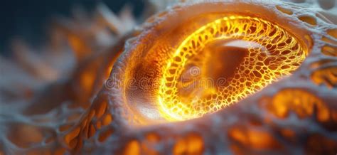 Intricate Microscopic Structure Showcasing Glowing Organic Patterns And Textures Resembling