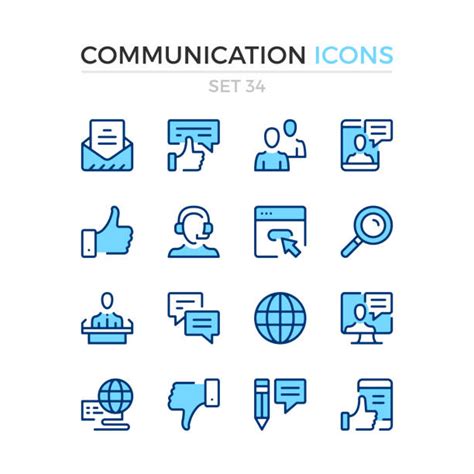 Blue Communication Icons Illustrations Royalty Free Vector Graphics