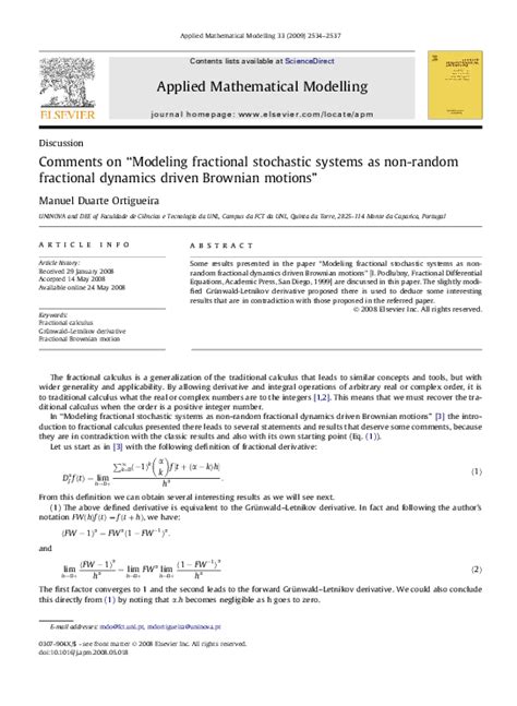 Comments On Modeling Fractional Stochastic Systems As Non Random