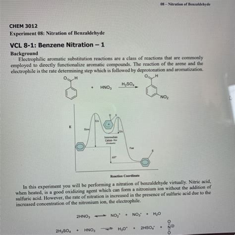 Solved 08 Nitration Of Benzaldehyde Chem 3012 Experimen