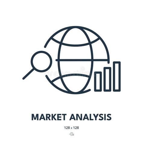 Market Analysis Icon Analytics Research Statistics Editable Stroke Vector Icon Stock Vector