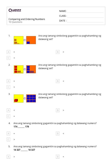 50 Comparing And Ordering Length Worksheets For 1st Class On Quizizz