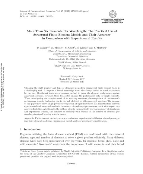 Pdf More Than Six Elements Per Wavelength The Practical Use Of Structural Finite Element