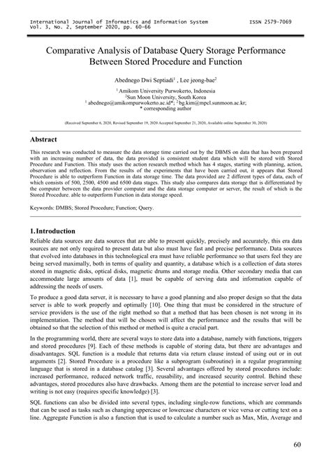 Pdf Comparative Analysis Of Database Query Storage Performance Between Stored Procedure And